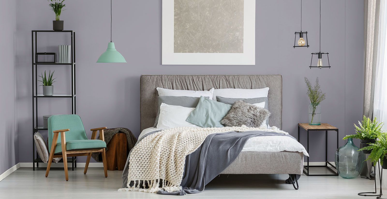 Purple Carefree Bedroom | Casual, Cozy & Inviting Bedroom | Behr