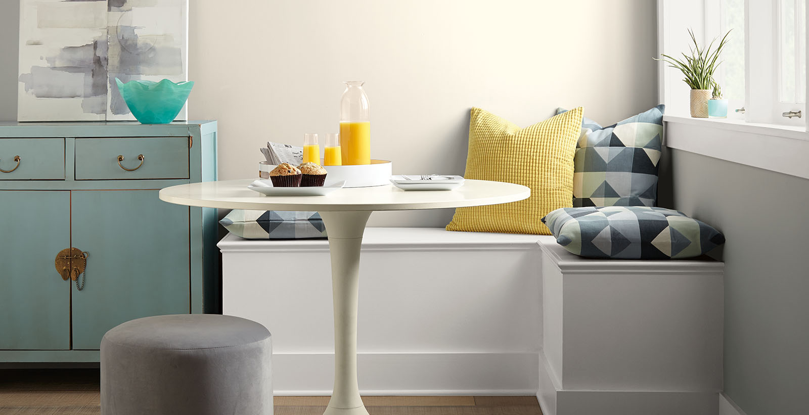 Orange Joyful Dining Nook | Casual, Cheerful & Friendly Dining Room | Behr