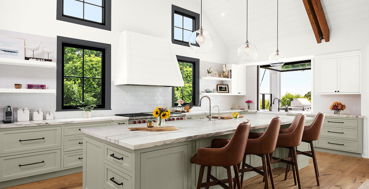 green classic cheerful & friendly kitchen