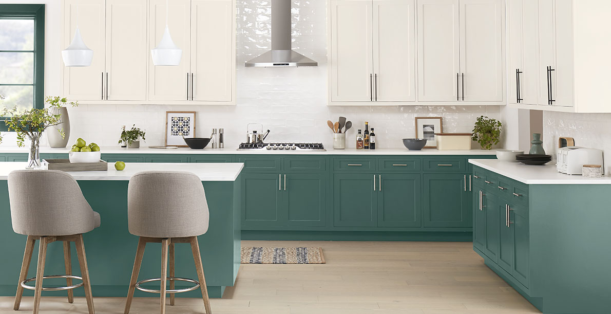 green modern cozy & inviting kitchen