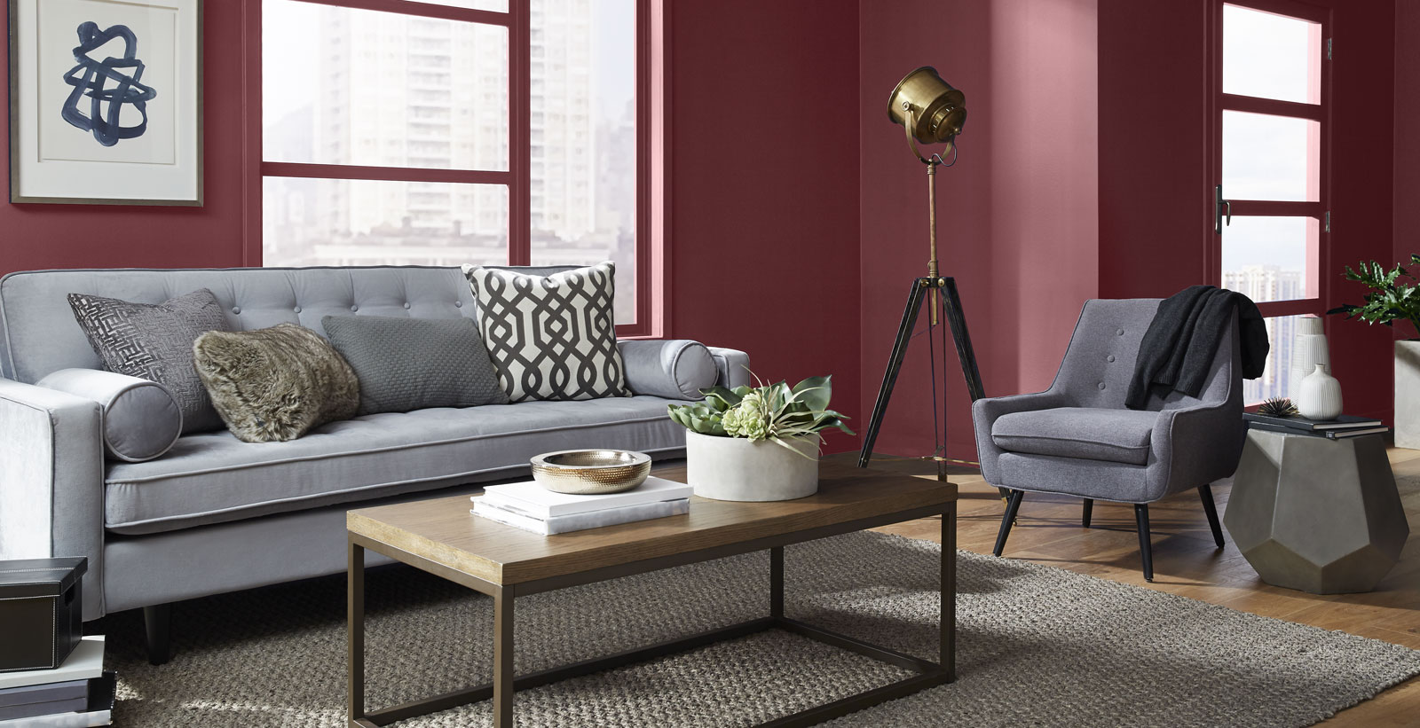 red modern bold & dramatic living room