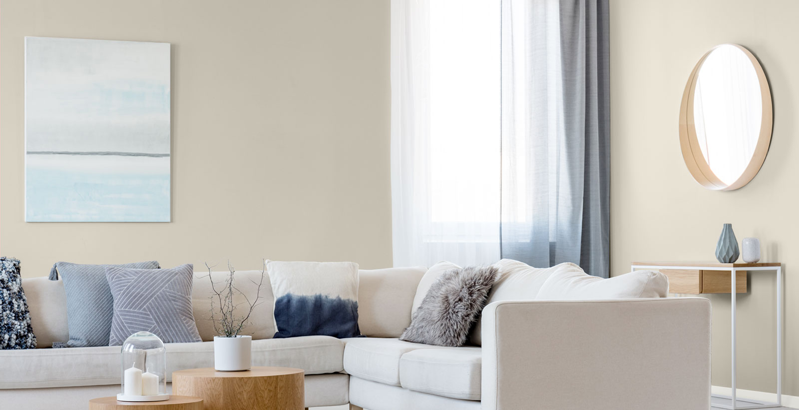 white modern relaxed & serene living room