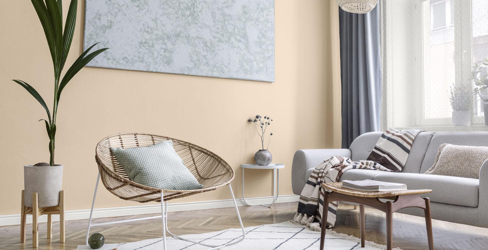 yellow eclectic relaxed & serene living room