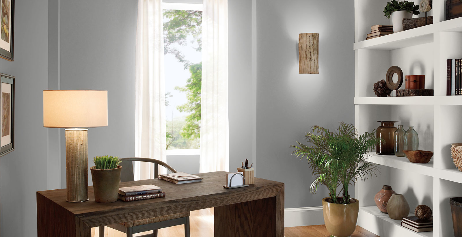 grey eclectic cozy & inviting office